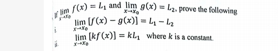 Solved If limx→x0f(x)=L1 ﻿and limx→x0g(x)=L2, ﻿prove the | Chegg.com