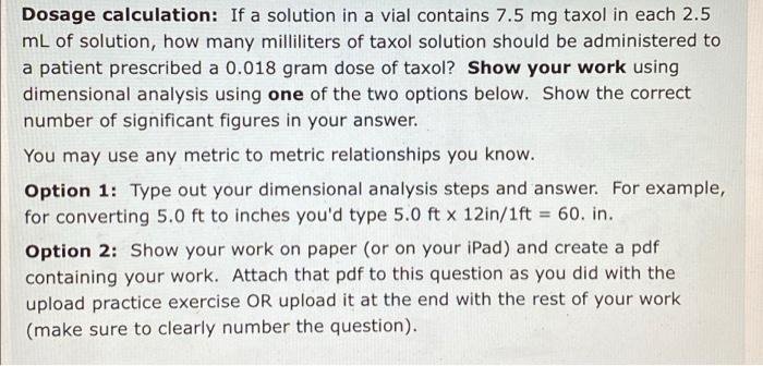 Solved Dosage calculation: If a solution in a vial contains | Chegg.com