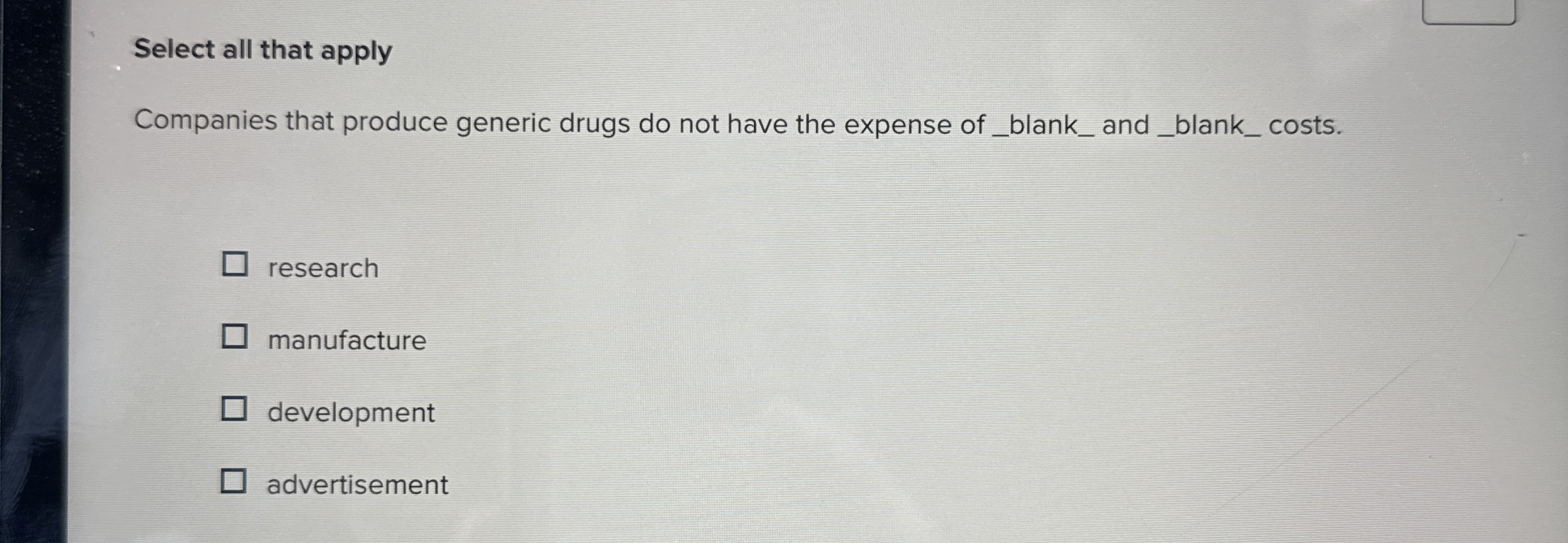 Solved Select all that applyCompanies that produce generic | Chegg.com