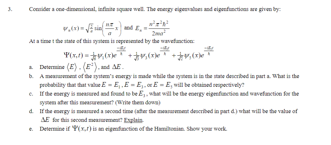 Solved Consider a one-dimensional, infinite square well. The | Chegg.com