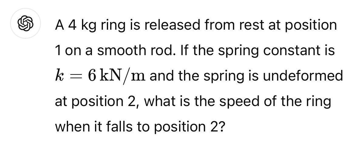 Solved (5) ﻿A 4 ﻿kg ring is released from rest at position 1 | Chegg.com