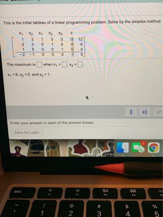 Solved This is the initial tableau of a linear programming | Chegg.com