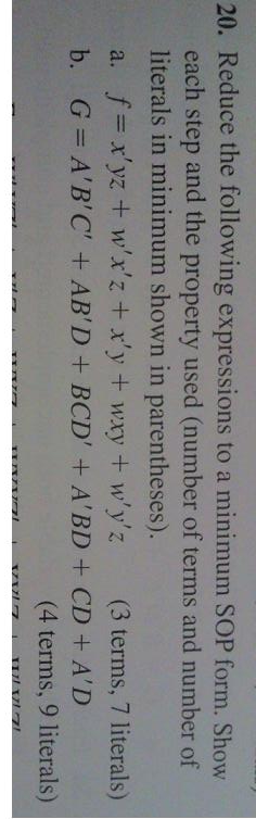 Solved Reduce the following expressions to a minimum SOP | Chegg.com