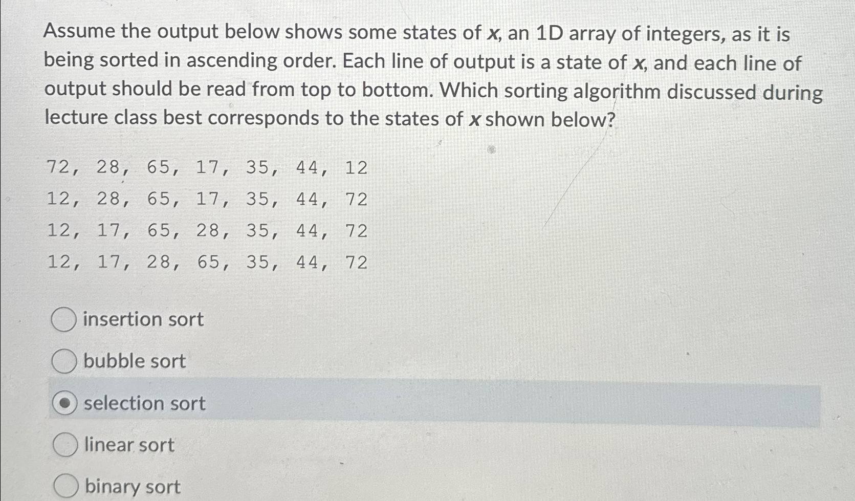 Solved Assume the output below shows some states of x, ﻿an | Chegg.com