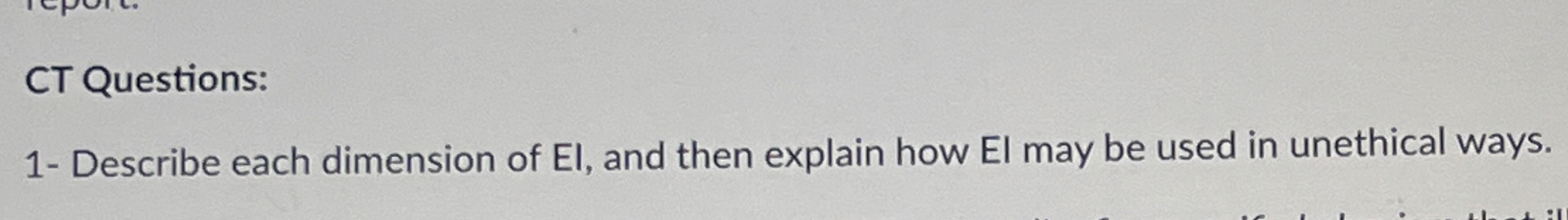 Solved CT Questions:1- ﻿Describe each dimension of EI , ﻿and | Chegg.com