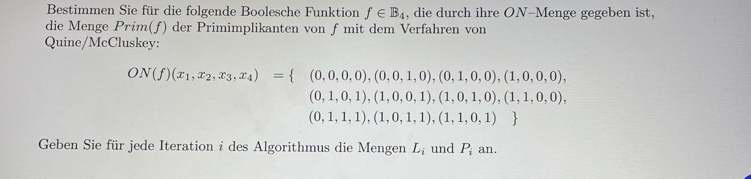 Solved Bestimmen Sie für die folgende Boolesche Funktion | Chegg.com