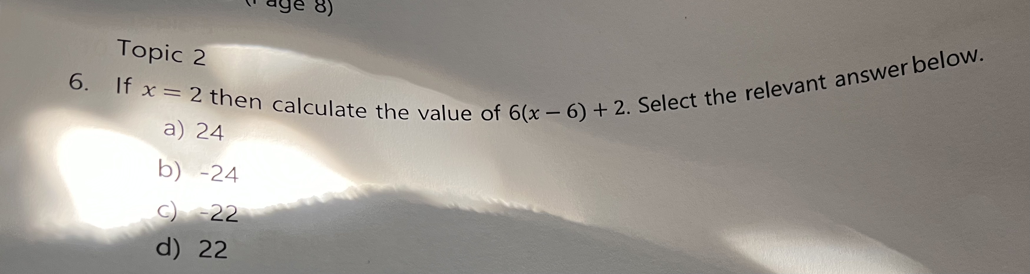 Solved Topic 26. ﻿If x=2 ﻿then calculate the value of | Chegg.com