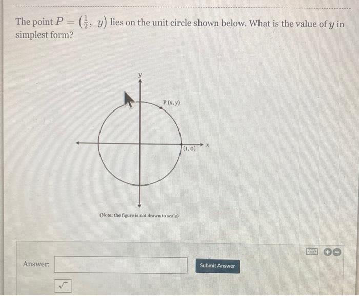 Solved The point P = (?, y) lies on the unit circle shown | Chegg.com