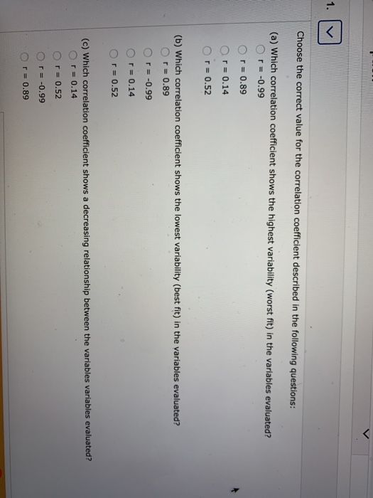 Solved Choose the correct value for the correlation | Chegg.com