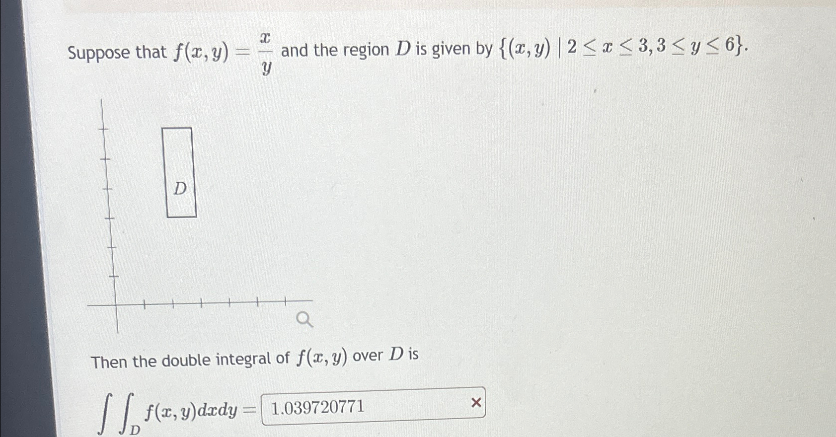 Solved Suppose that f(x,y)=xy ﻿and the region D ﻿is given by | Chegg.com