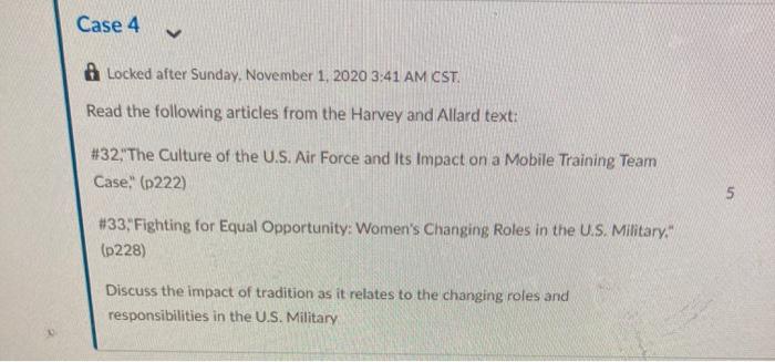 Solved Case 4 V Locked after Sunday, November 1, 2020 3:41 | Chegg.com