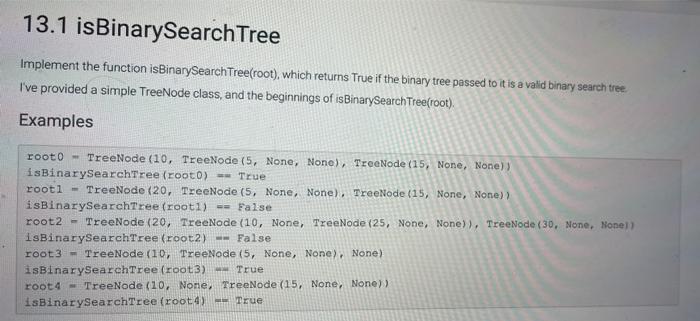 Solved 131 Is Binarysearch Tree Implement The Function