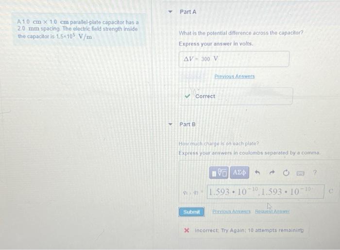 Solved A 1.0 cm×1.0 cm parallel-plate capacitor has a 20 mm | Chegg.com