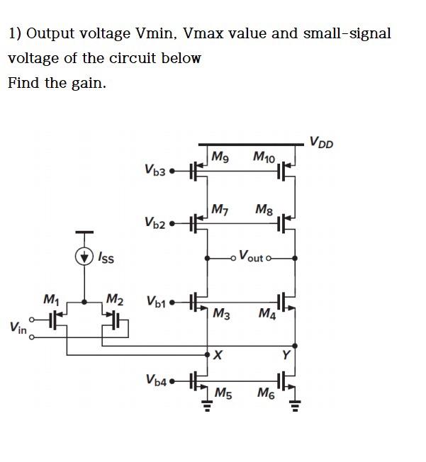 Solved 1) Output voltage Vmin, Vmax value and small-signal | Chegg.com