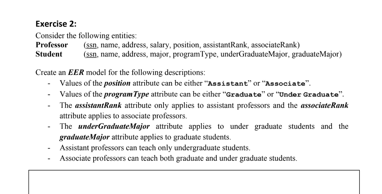 Solved Enhanced entity relationship. Please give an drawn | Chegg.com