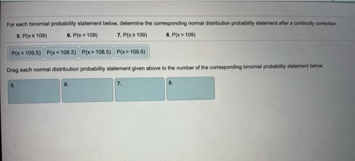 Solved For each binomial probability statement below, | Chegg.com