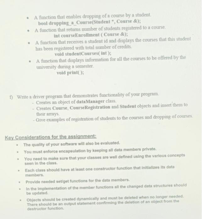 Solved - For each class that you create you need to separate | Chegg.com