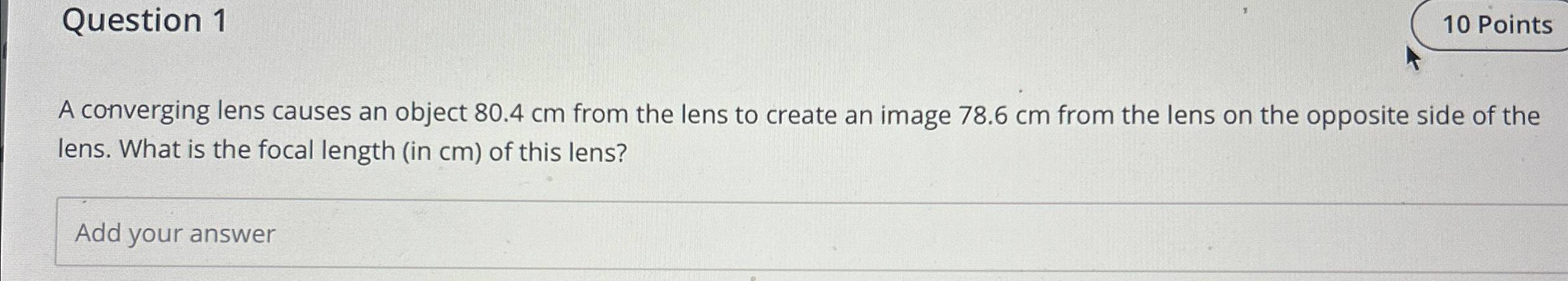 Solved Question 110 ﻿PointsA converging lens causes an | Chegg.com