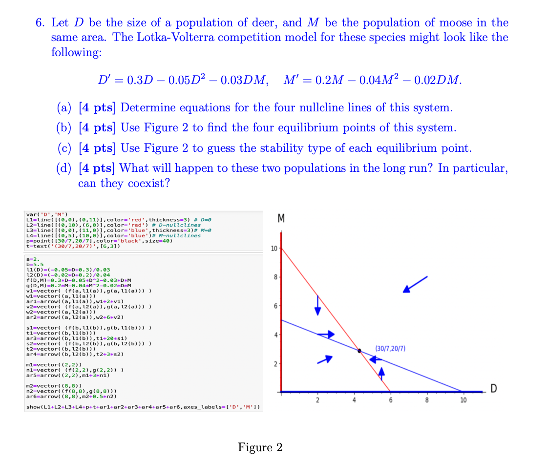 Solved Let D ﻿be the size of a population of deer, and M ﻿be | Chegg.com