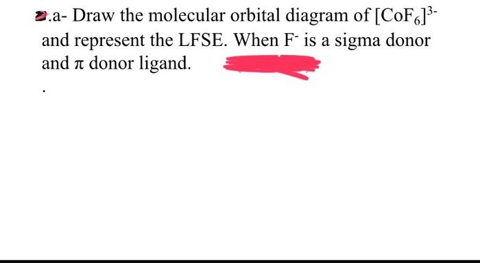 Solved 2.a- Draw the molecular orbital diagram of [CoF6]3- | Chegg.com