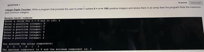 Solved 10 points QUESTION 1 the Anw Integer Digits Counter: | Chegg.com