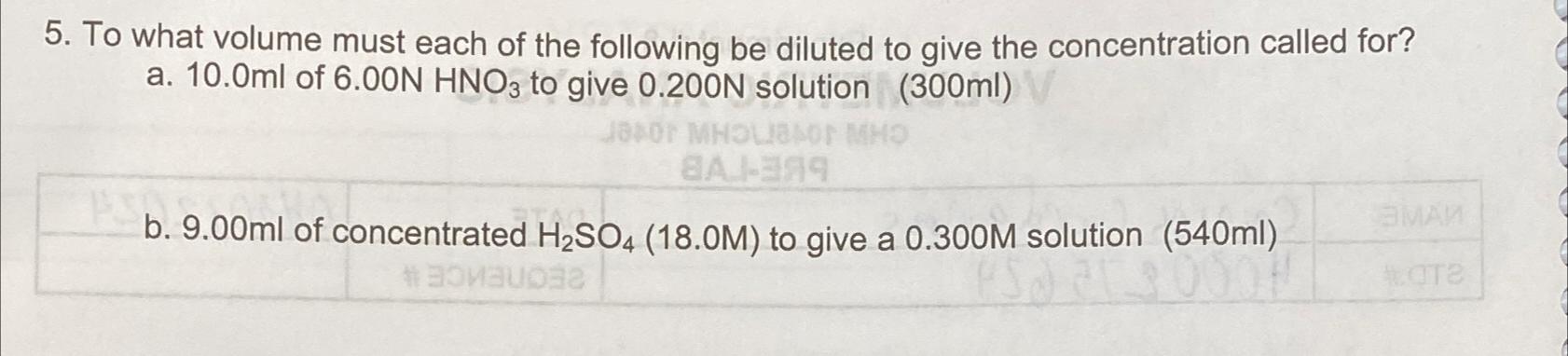 Solved To what volume must each of the following be diluted | Chegg.com