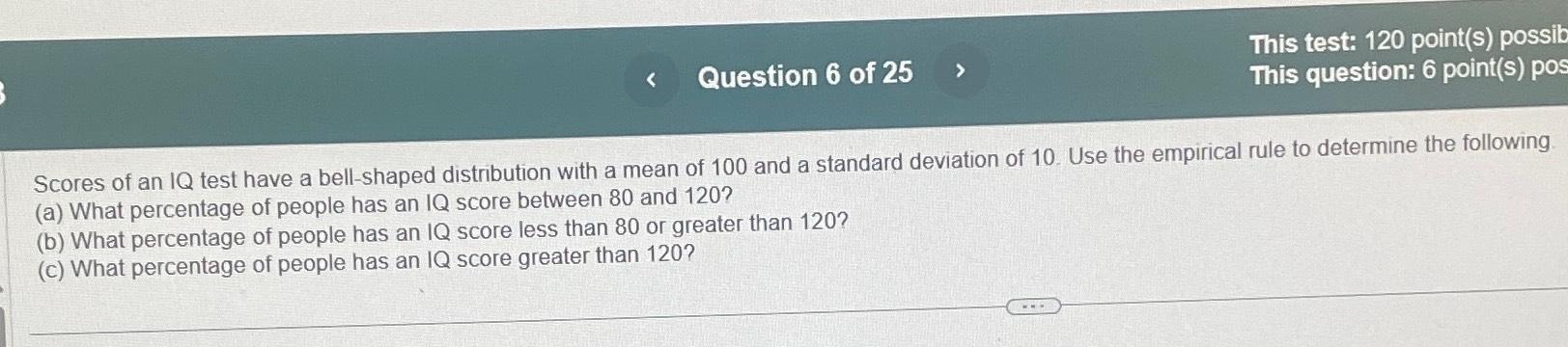Solved Question 6 ﻿of 25This test: 120 ﻿point(s) ﻿possibThis | Chegg.com