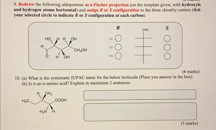 Solved 9. Redraw the following aldopentose as a Fischer | Chegg.com