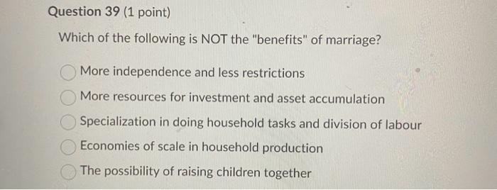 Solved Which of the following about spouse selection and | Chegg.com