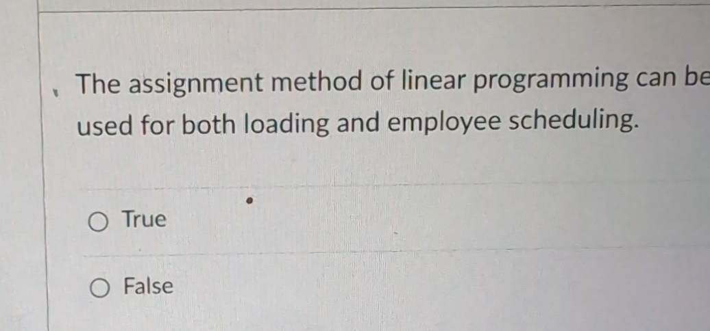 Solved The assignment method of linear programming can be | Chegg.com
