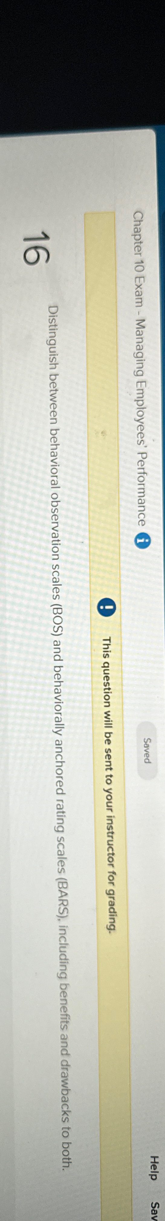 Solved Chapter 10 ﻿Exam - ﻿Managing Employees' Performance | Chegg.com