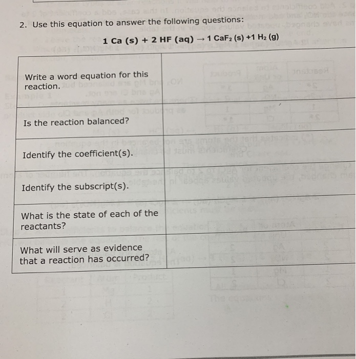 Solved 2. Use this equation to answer the following | Chegg.com