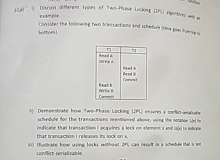 Solved Discuss different types of Two-Phase Locking (2户l) | Chegg.com