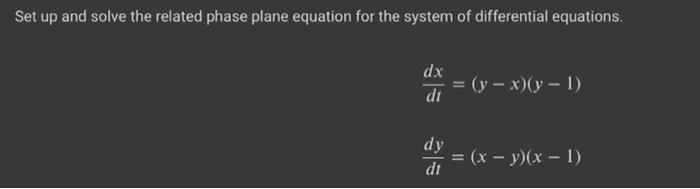 Solved Set up and solve the related phase plane equation for | Chegg.com