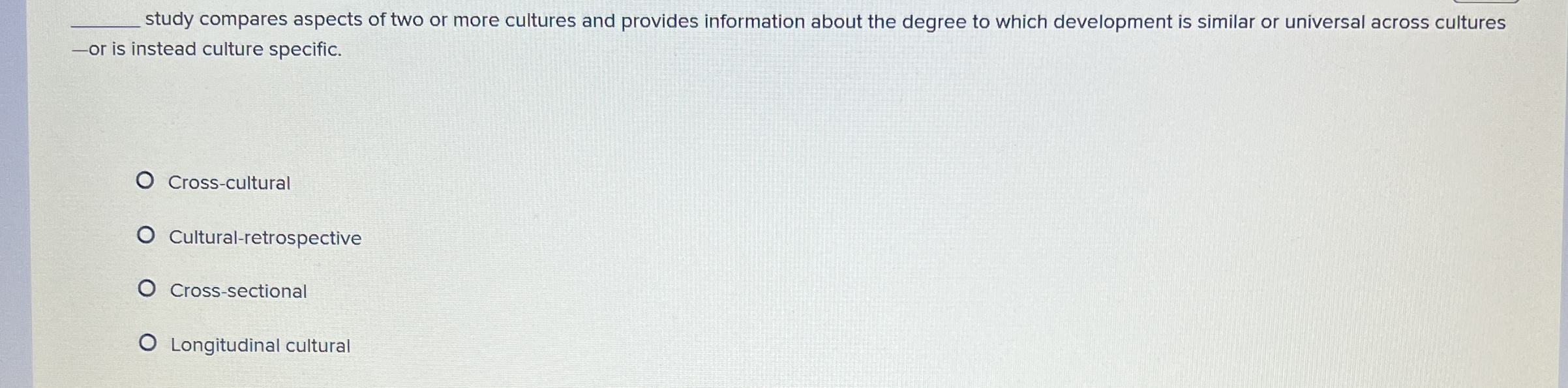 Solved q, ﻿study compares aspects of two or more cultures | Chegg.com