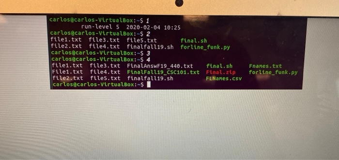 Solved carlos@carlos-VirtualBox:-$ 1 run-level 5 2020-02-04 | Chegg.com