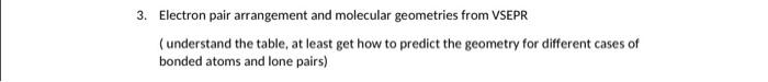 3. Electron pair arrangement and molecular geometries | Chegg.com