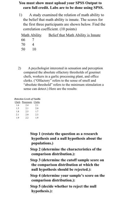 Solved You must show must upload your SPSS Output to earn | Chegg.com
