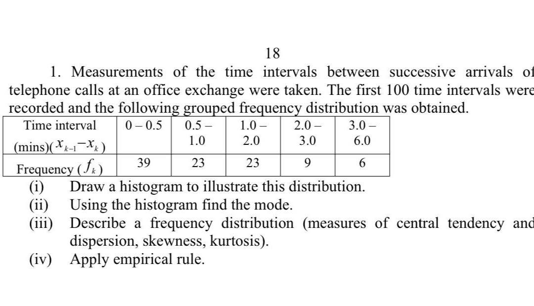 Solved 18 1. Measurements of the time intervals between | Chegg.com