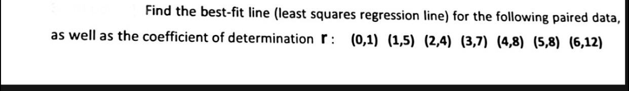 Solved Find the best-fit line (least squares regression | Chegg.com