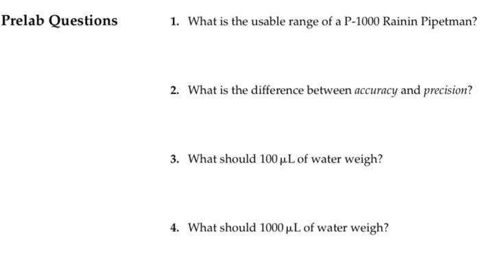 Solved Prelab Questions 1. What is the usable range of a | Chegg.com