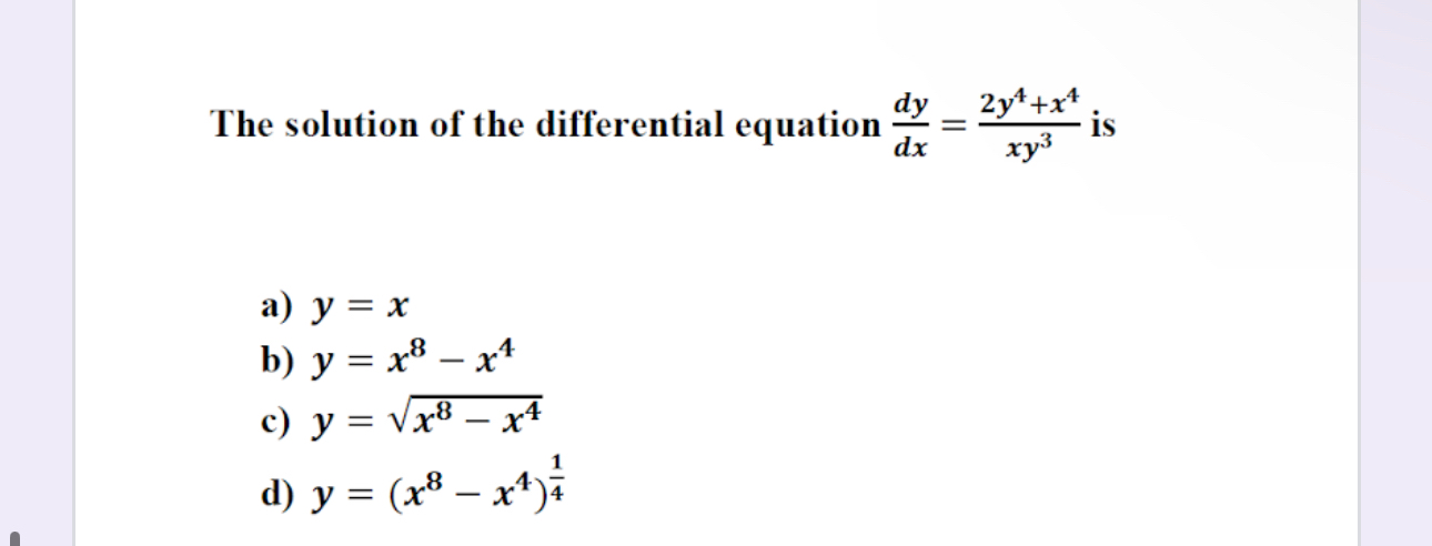 Solved The solution of the differential equation | Chegg.com