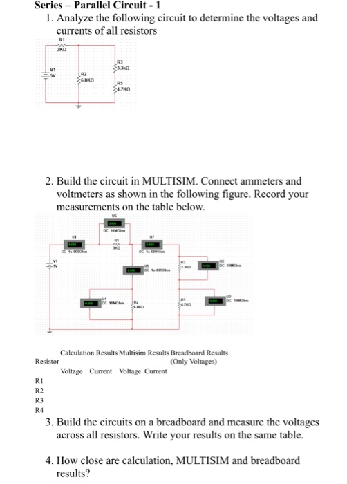 Solved Lab 5 MULTISIM DEMO Series and Parallel Circuits | Chegg.com