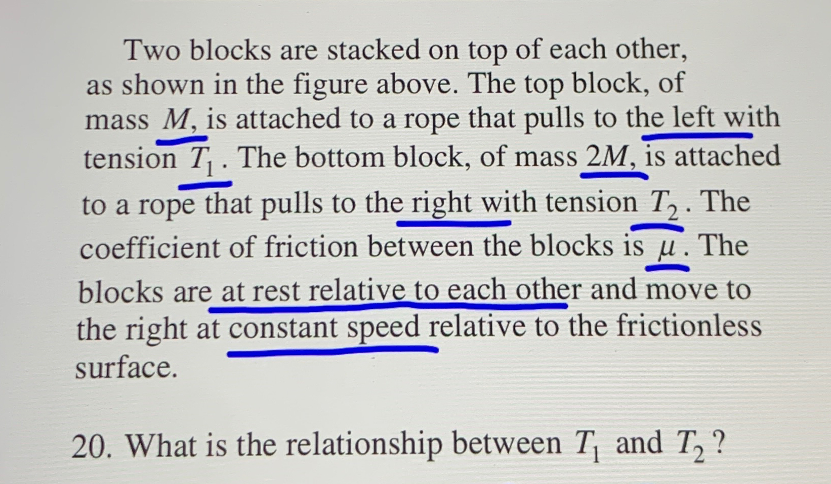 Solved Two blocks are stacked on top of each other, as shown | Chegg.com