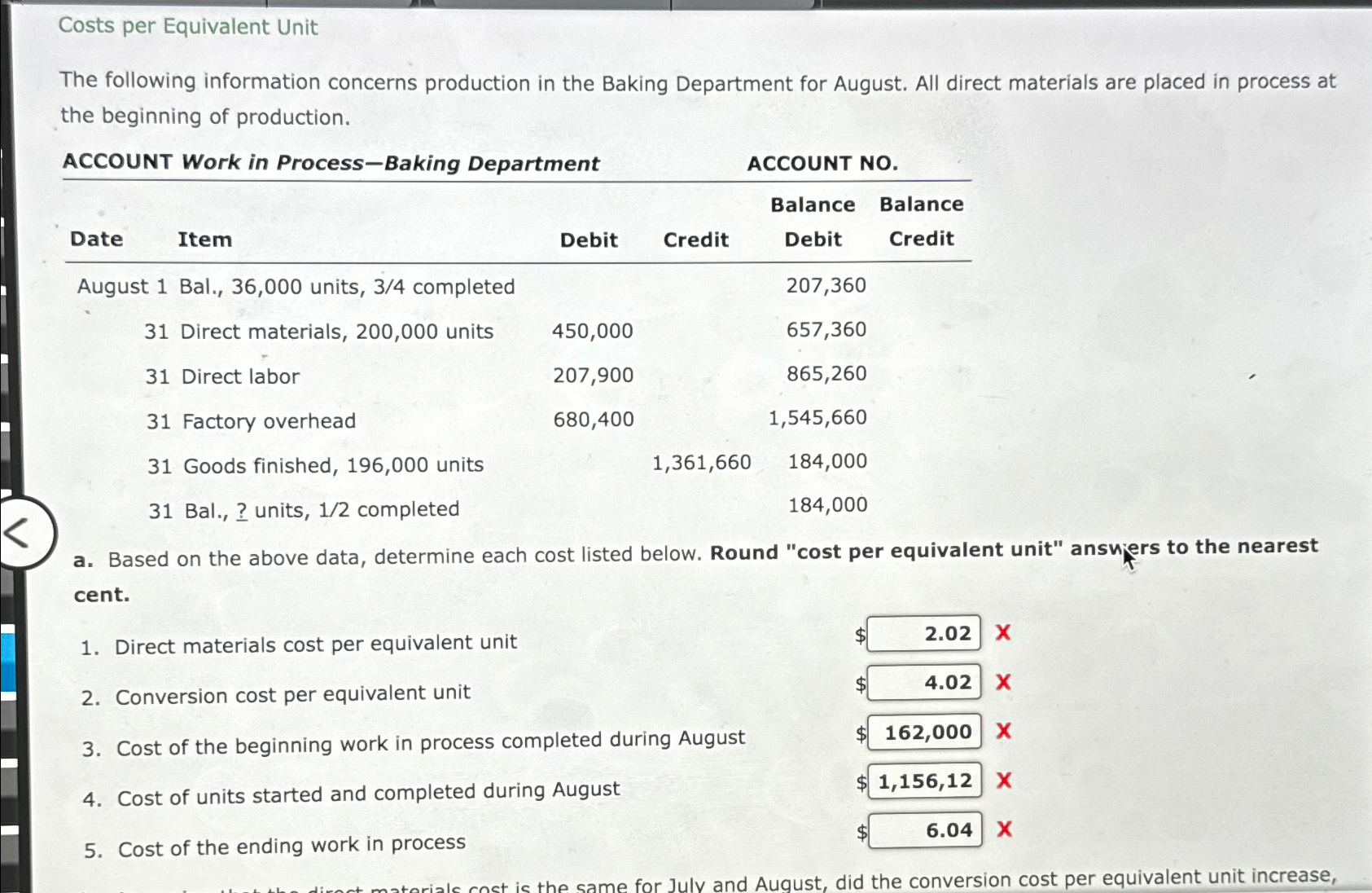 Solved Costs per Equivalent UnitThe following information | Chegg.com