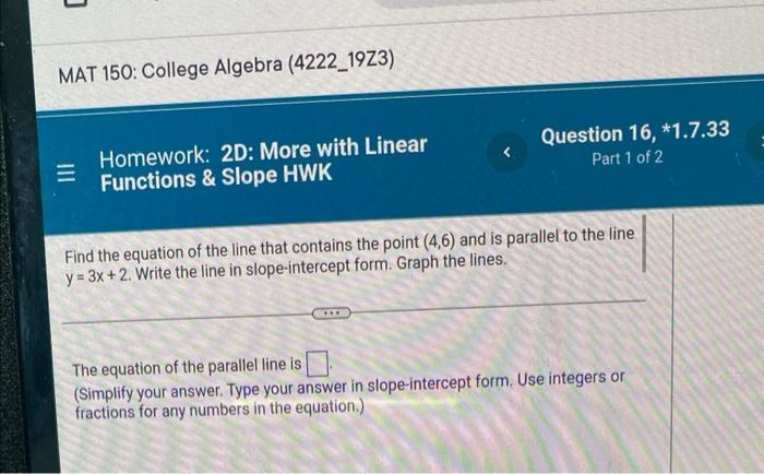 Solved MAT 150: College Algebra (4222_19Z3) Homework: 2D: | Chegg.com