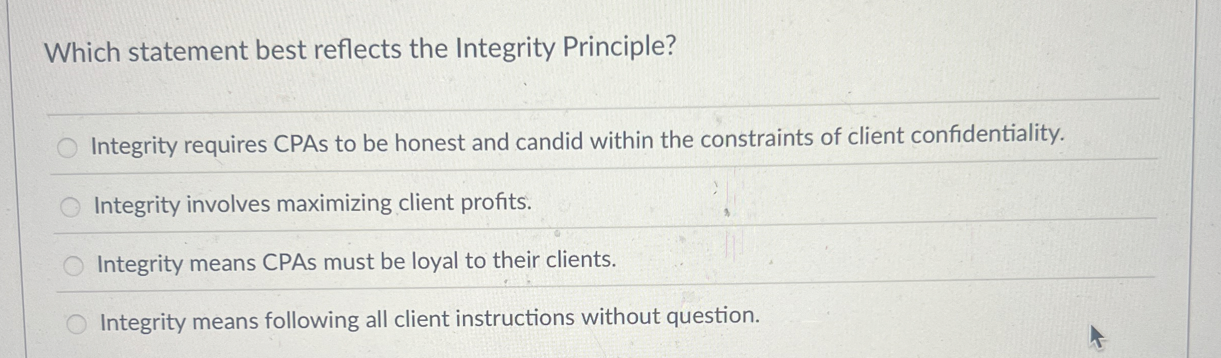 Solved Which statement best reflects the Integrity | Chegg.com