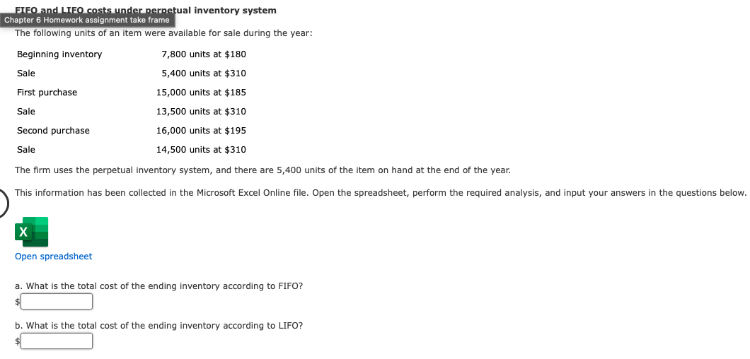 Solved EIFO and LIFO costs under nernetual inventory | Chegg.com