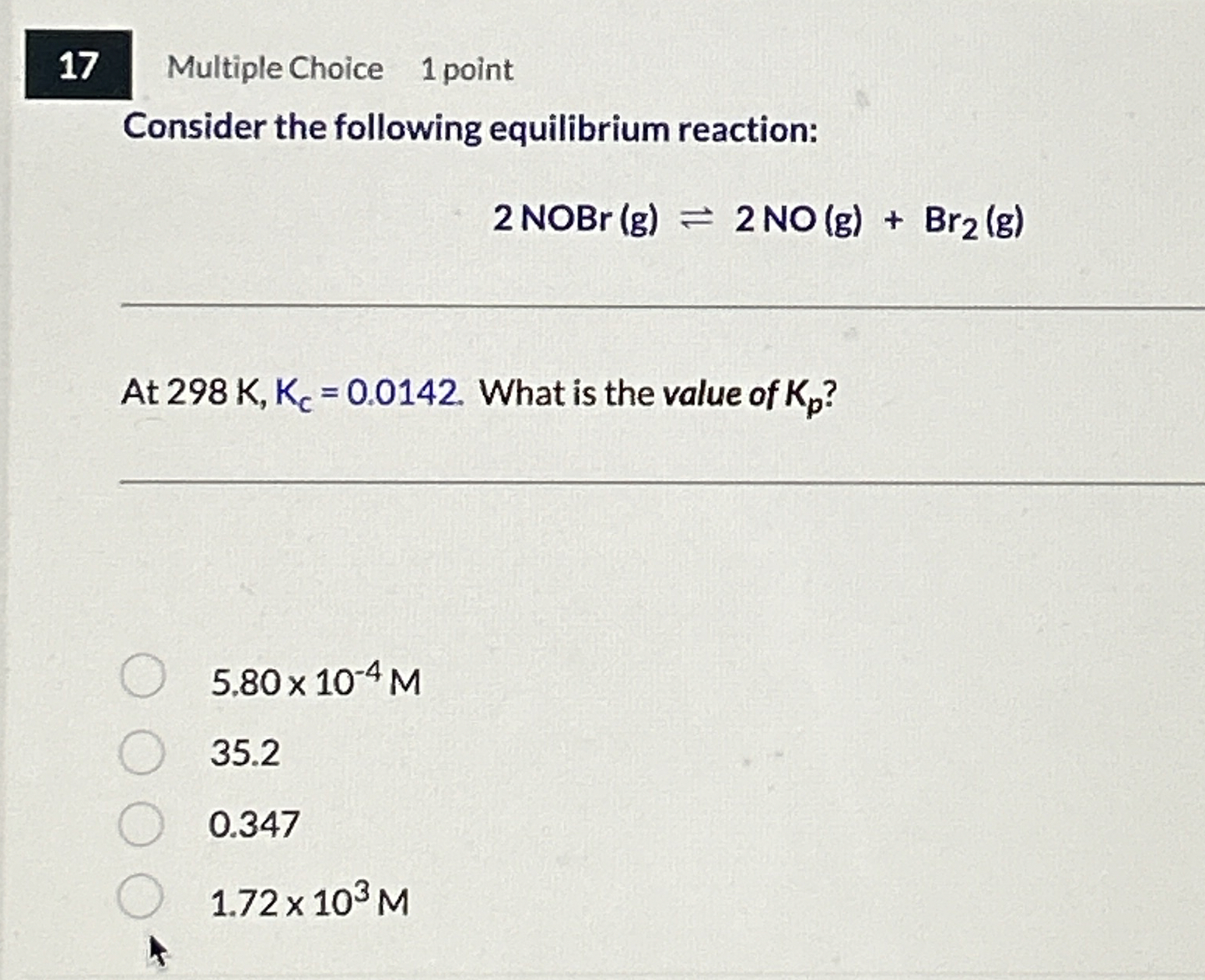 High Quality SOLUTION 17Multiple Choice1 ﻿pointConsider the following | Chegg.com