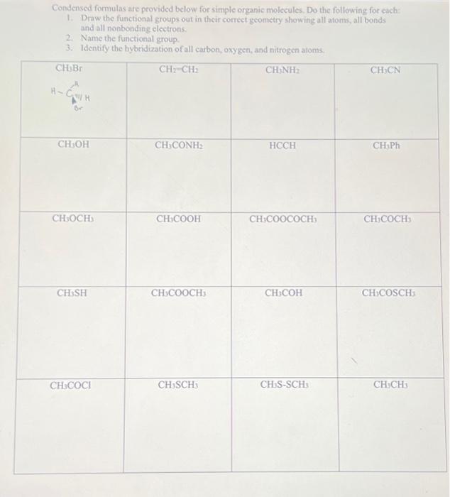 Solved Condensed formulas are provided below for simple | Chegg.com